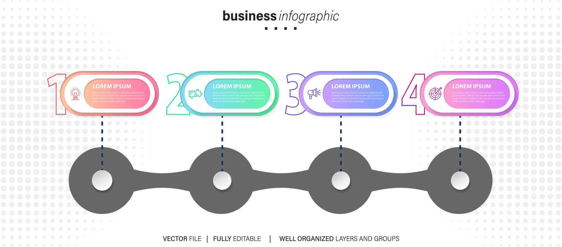 circular layout diagram with 4 list of steps, circular layout diagram ...