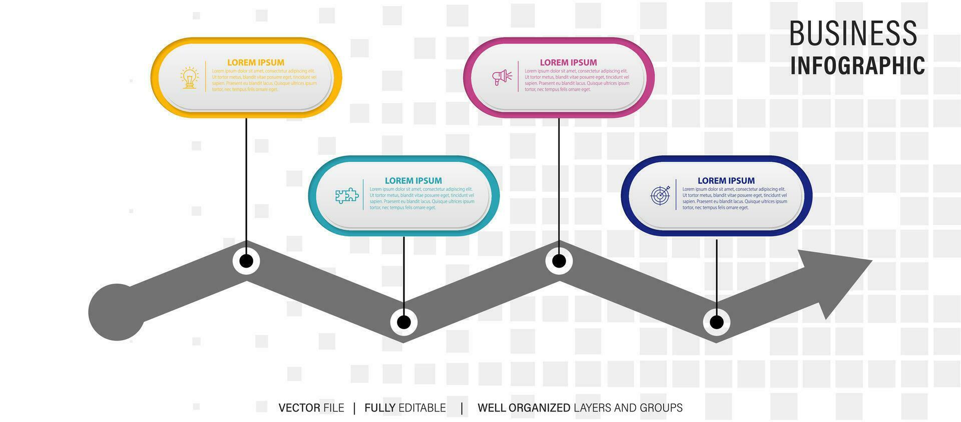 Circular Layout Diagram With 4 List Of Steps Circular Layout Diagram Infographic Element