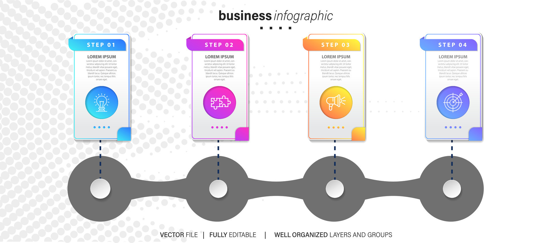 Circular Layout Diagram With 4 List Of Steps Circular Layout Diagram Infographic Element