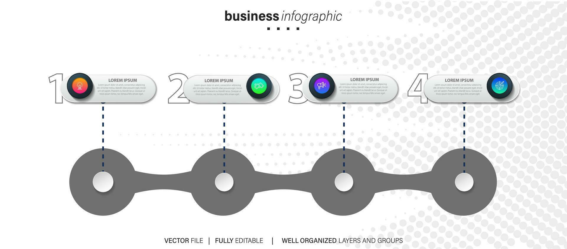 circular layout diagram with 4 list of steps, circular layout diagram infographic element ...