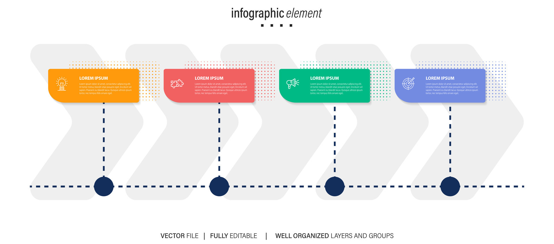 Circular Layout Diagram With 4 List Of Steps Circular Layout Diagram Infographic Element