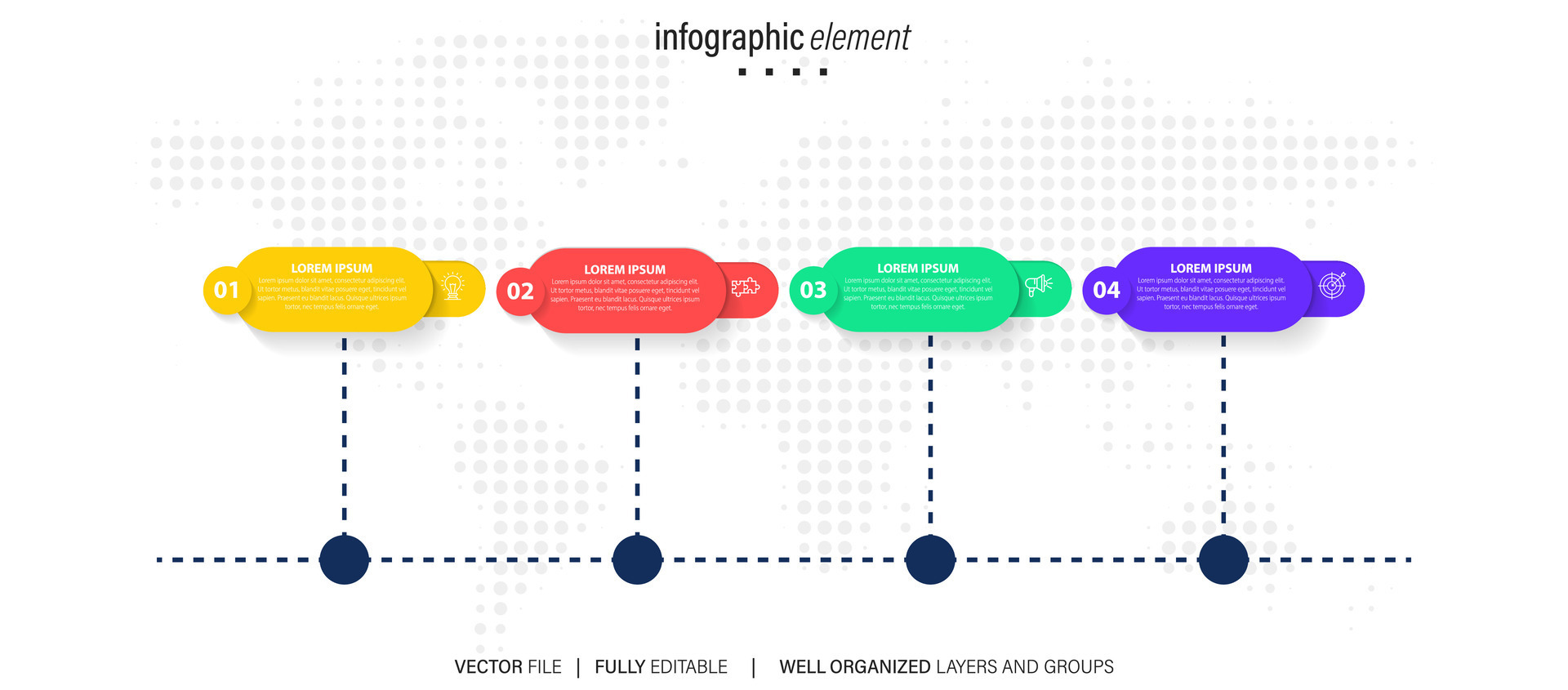 Circular Layout Diagram With 4 List Of Steps Circular Layout Diagram Infographic Element