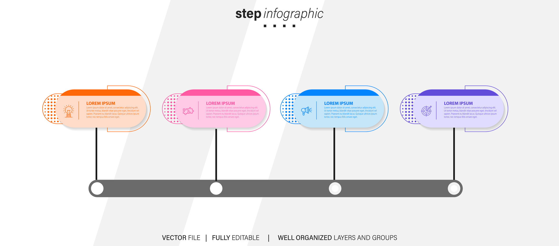 circular layout diagram with 4 list of steps, circular layout diagram infographic element ...