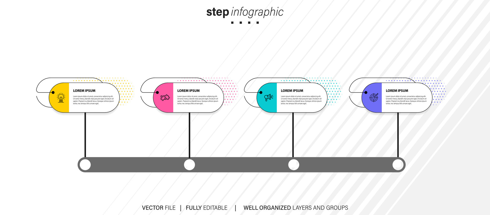 circular layout diagram with 4 list of steps, circular layout diagram ...