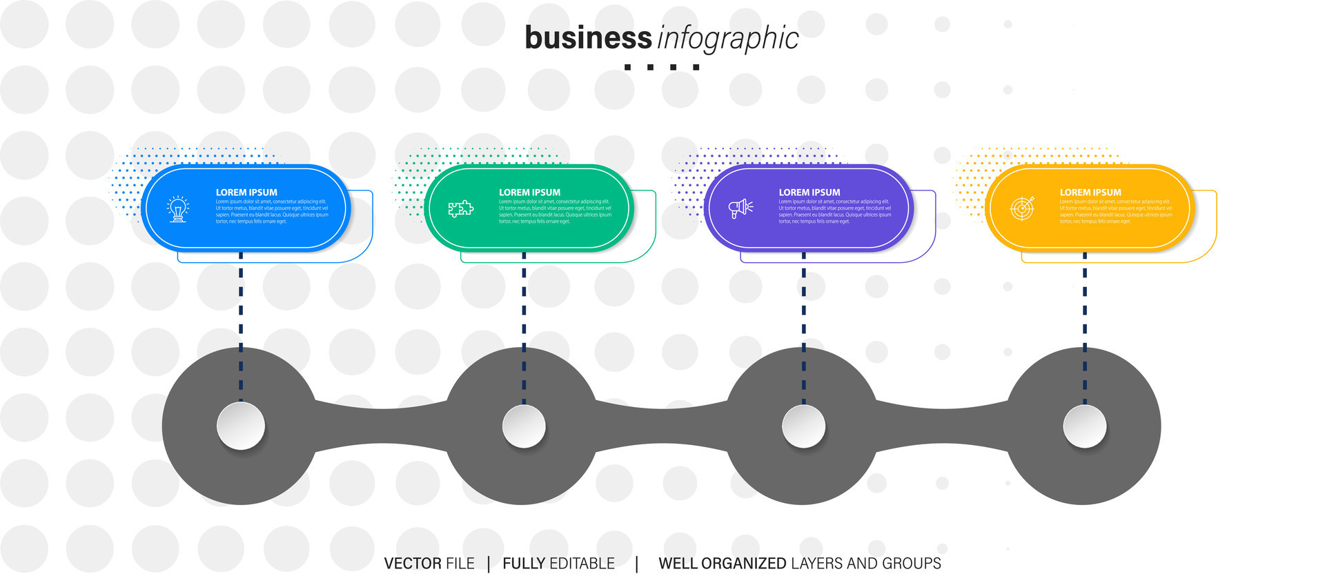 Circular Layout Diagram With 4 List Of Steps Circular Layout Diagram Infographic Element