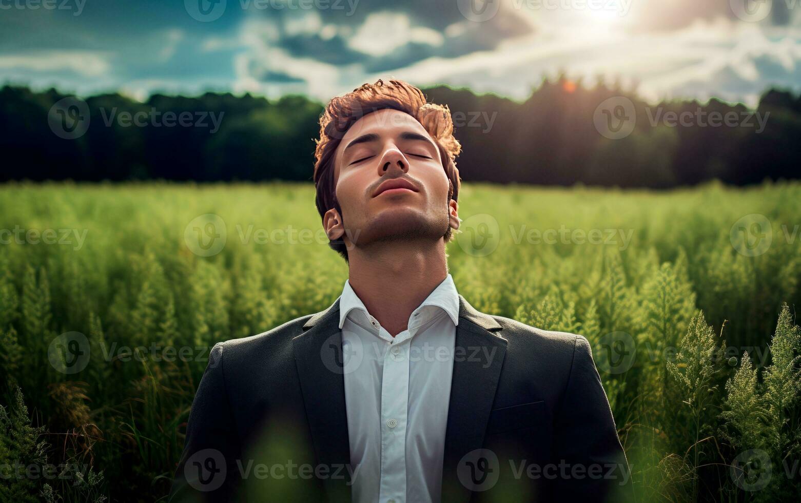 Man Breathing Fresh Air