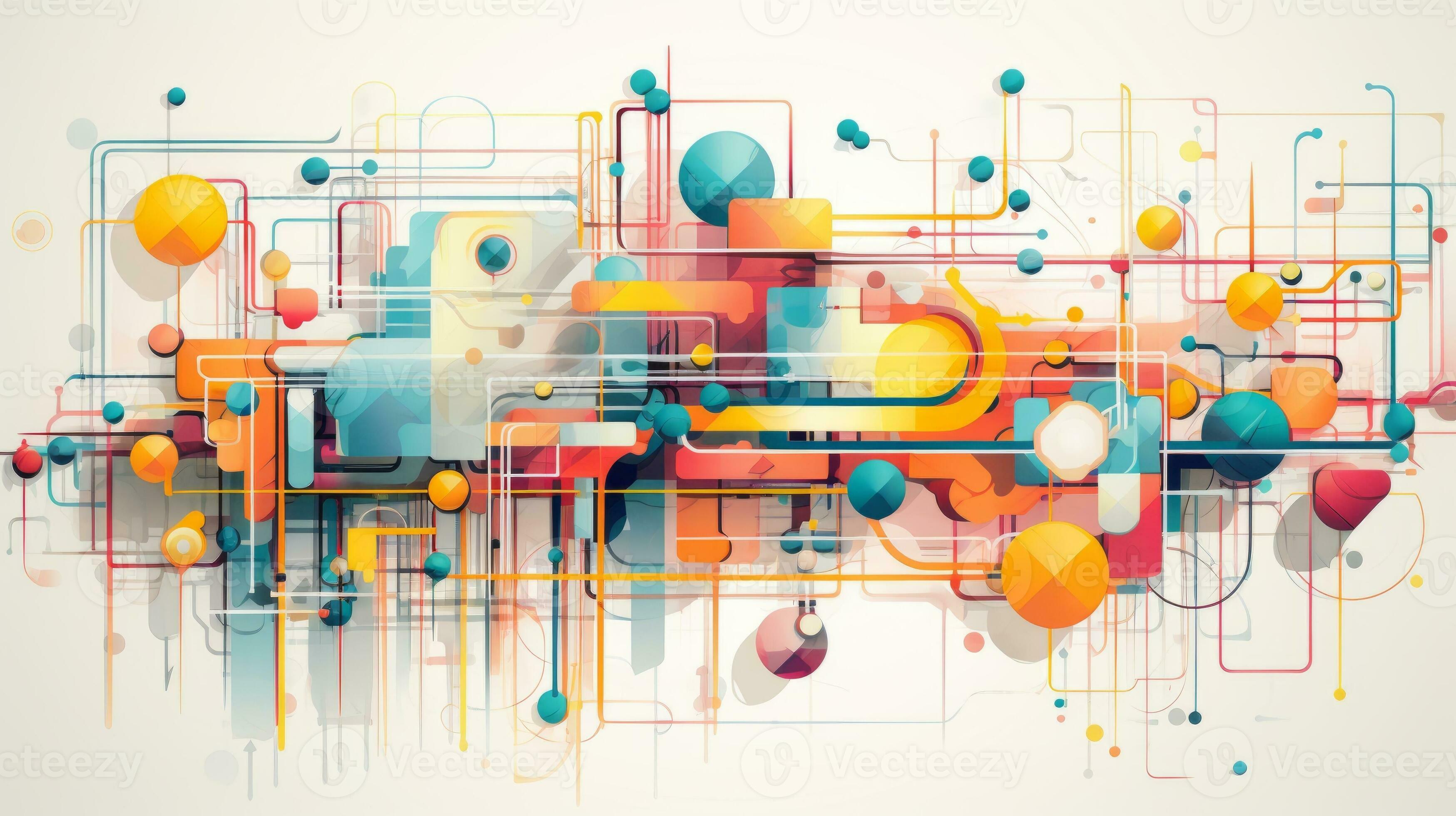 Abstract Vector Illustration Representing Automated Testing With Dynamic Shapes And Vibrant