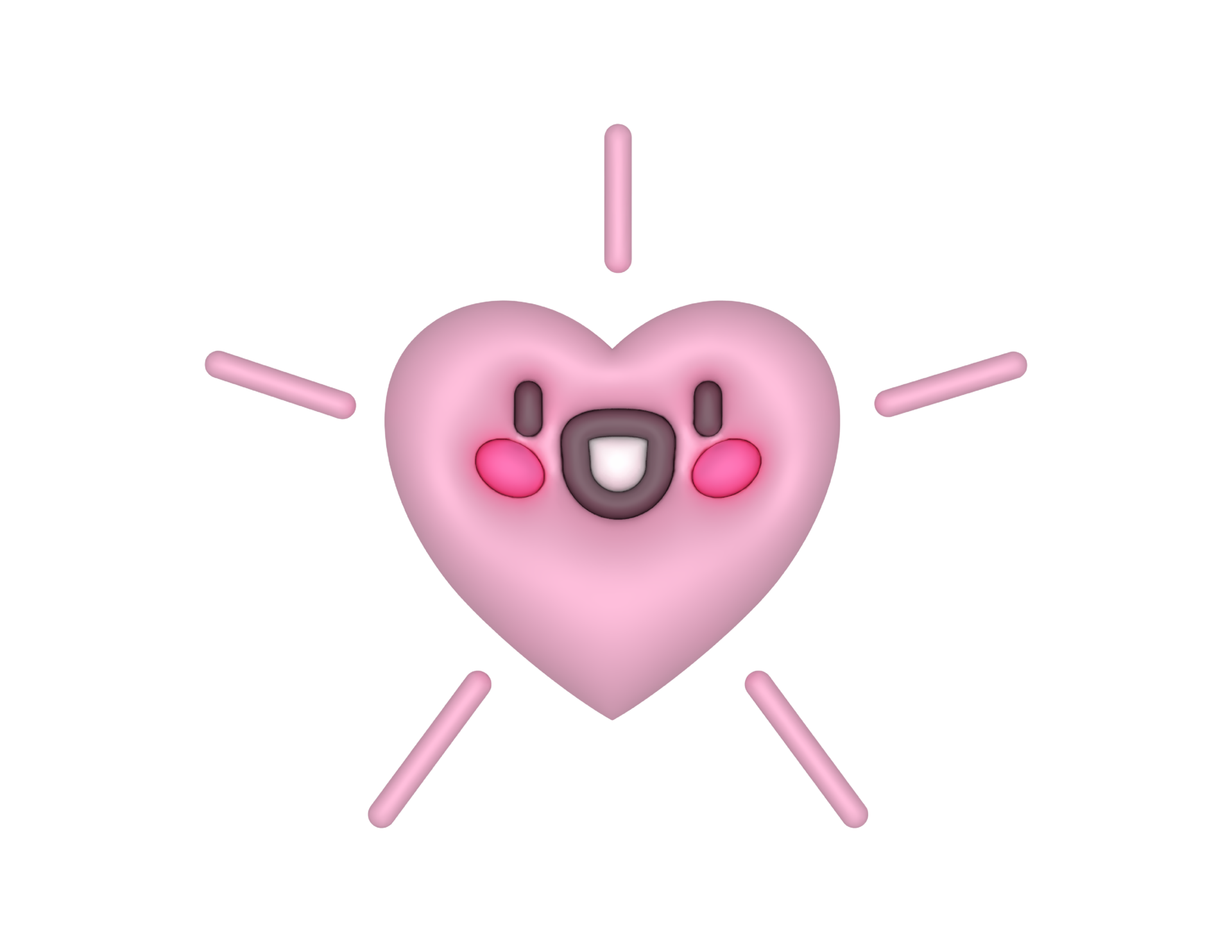 3d Happy Shining Pink Cute Heart Emoji 28115432 Png