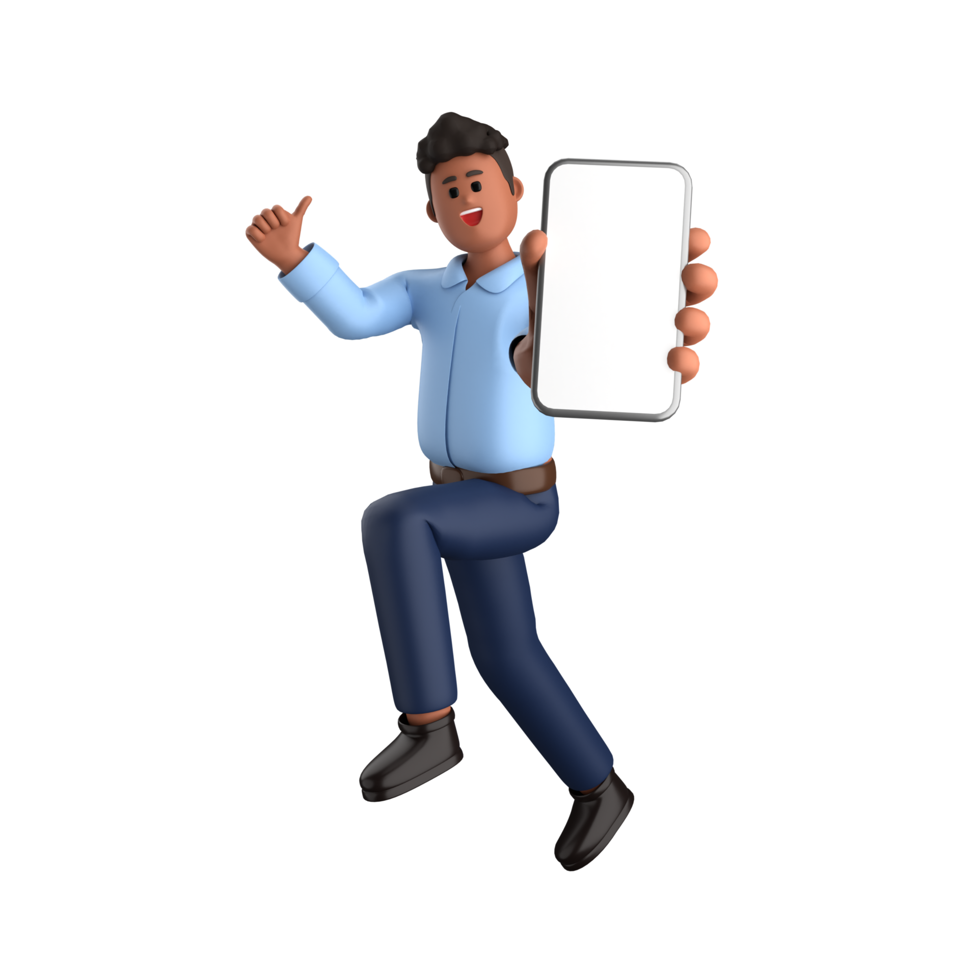 3d businessman executive pose and standing with mobile phone isolated ...