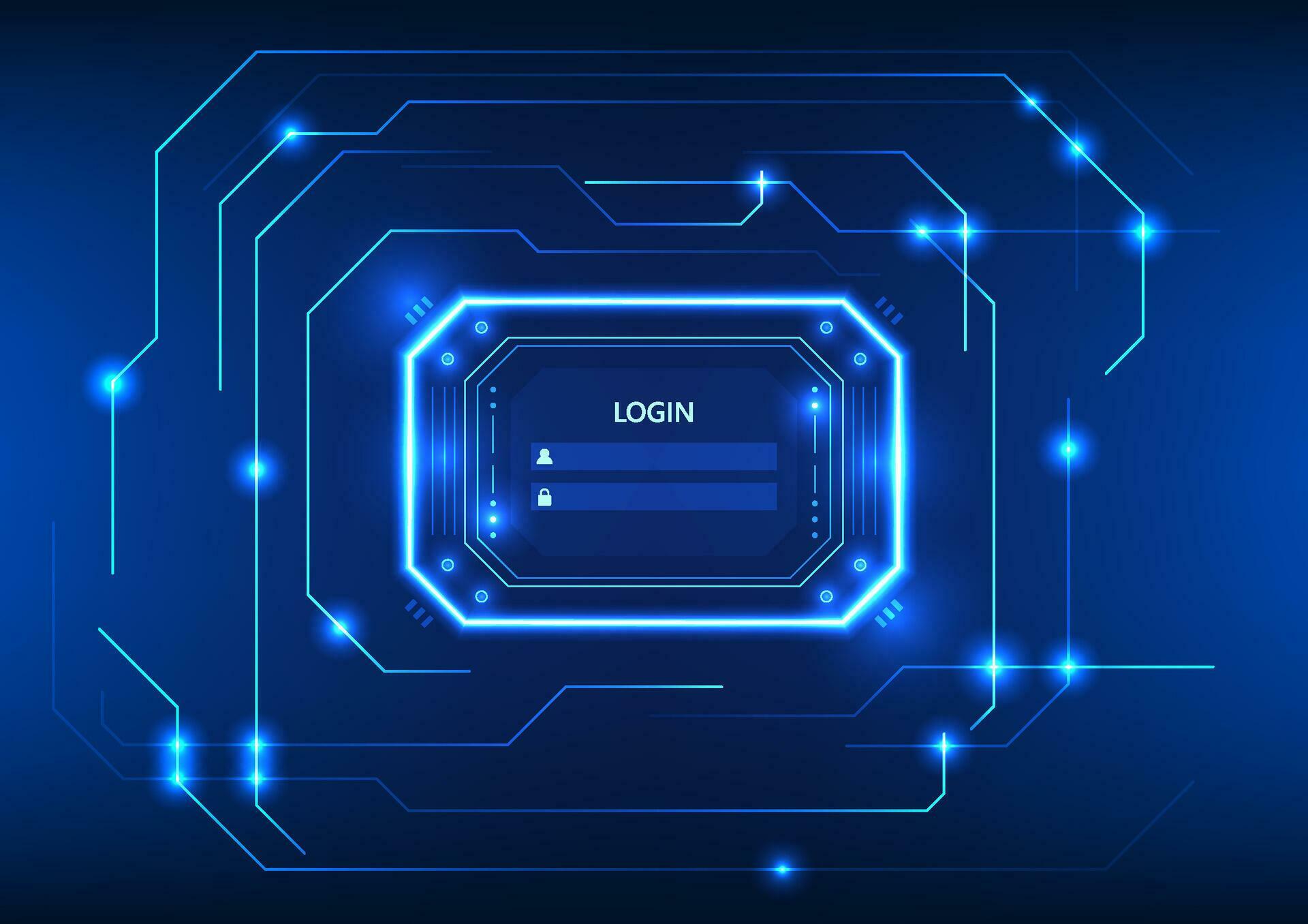 Screen technology background Login screen with a circuit board ...