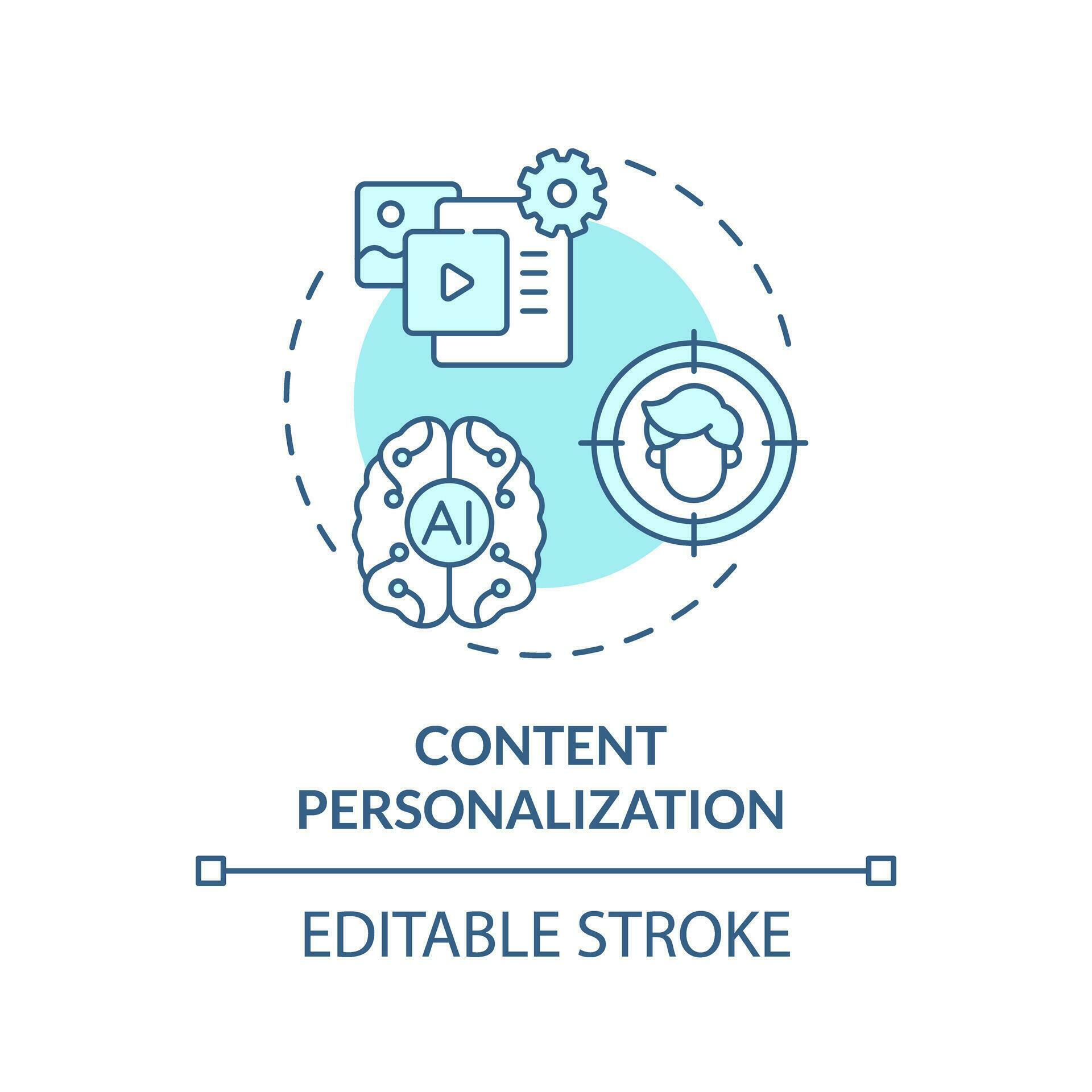 Editable content personalization icon concept, isolated vector, AI for ... Editable content personalization icon concept, isolated vector, AI for ...