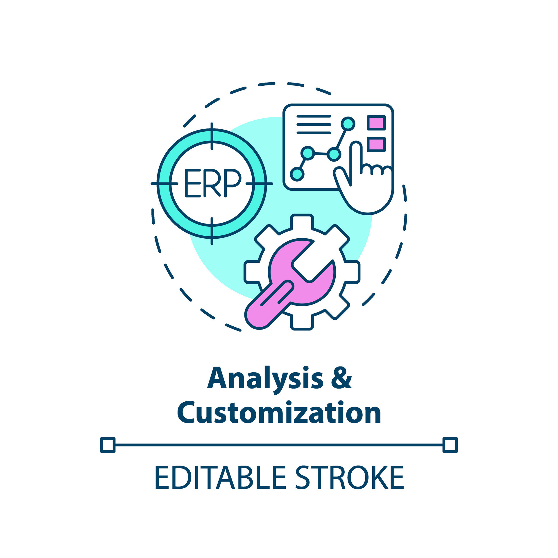 Editable Analysis And Customization Icon Concept Isolated Vector Enterprise Resource Planning