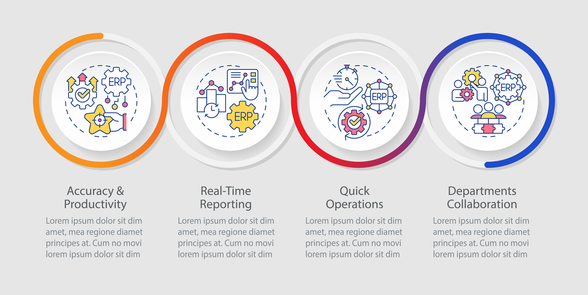 2D enterprise resource planning vector colorful infographics template ...