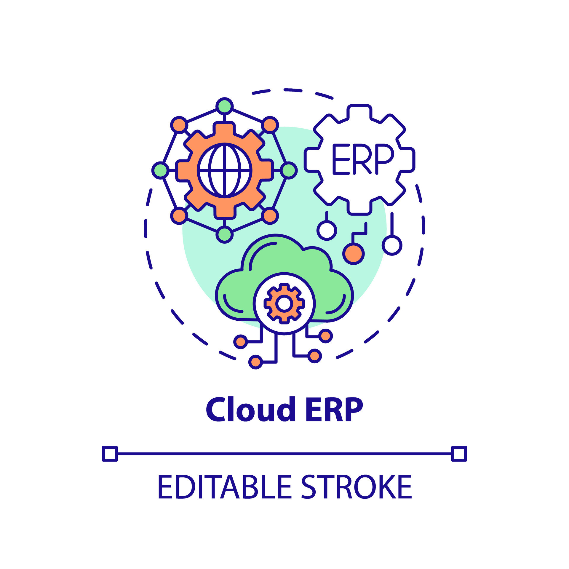 Editable Cloud Erp Icon Concept Isolated Vector Enterprise Resource Planning Thin Line