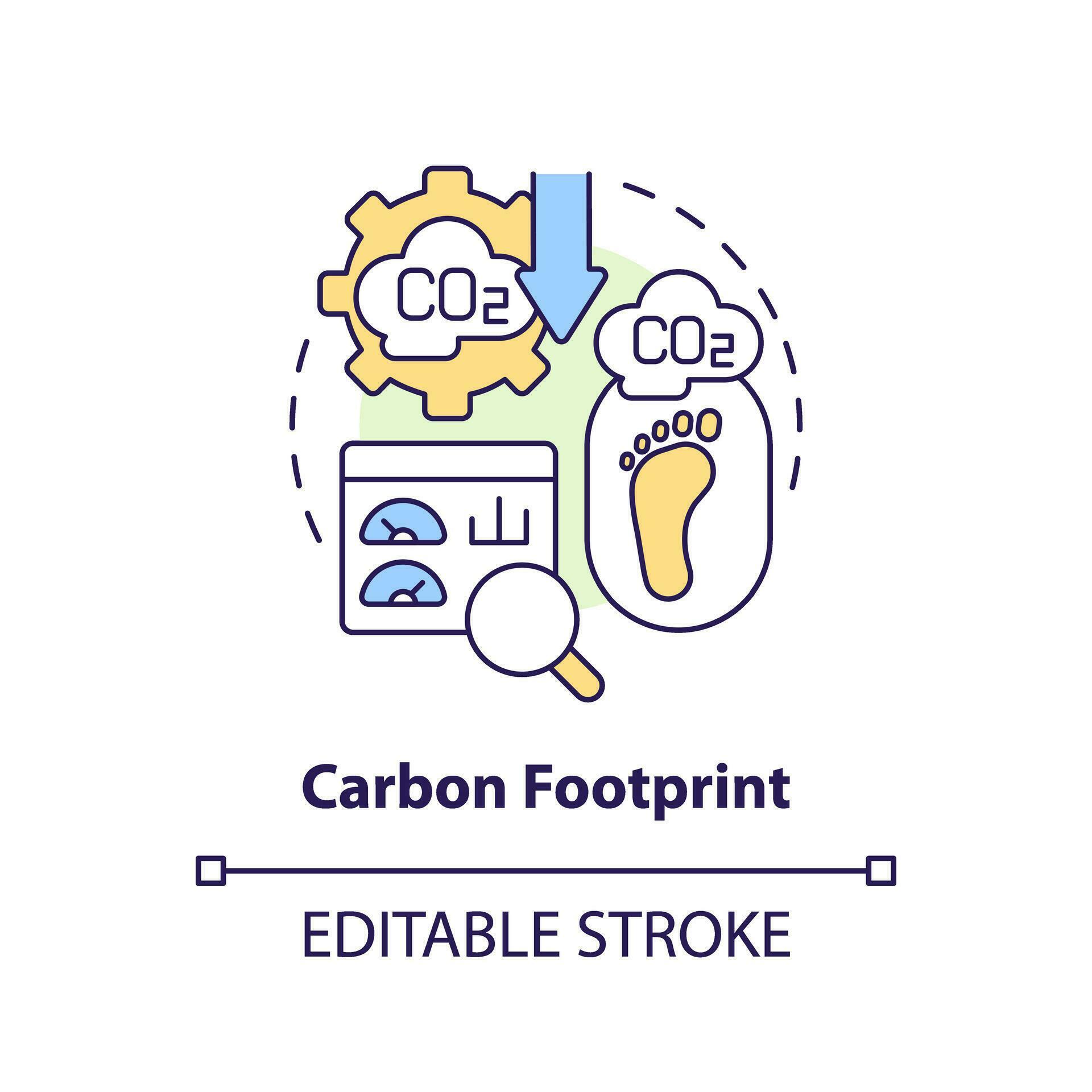 Editable Carbon Footprint Concept Isolated Vector Thin Line Icon Representing Carbon Border