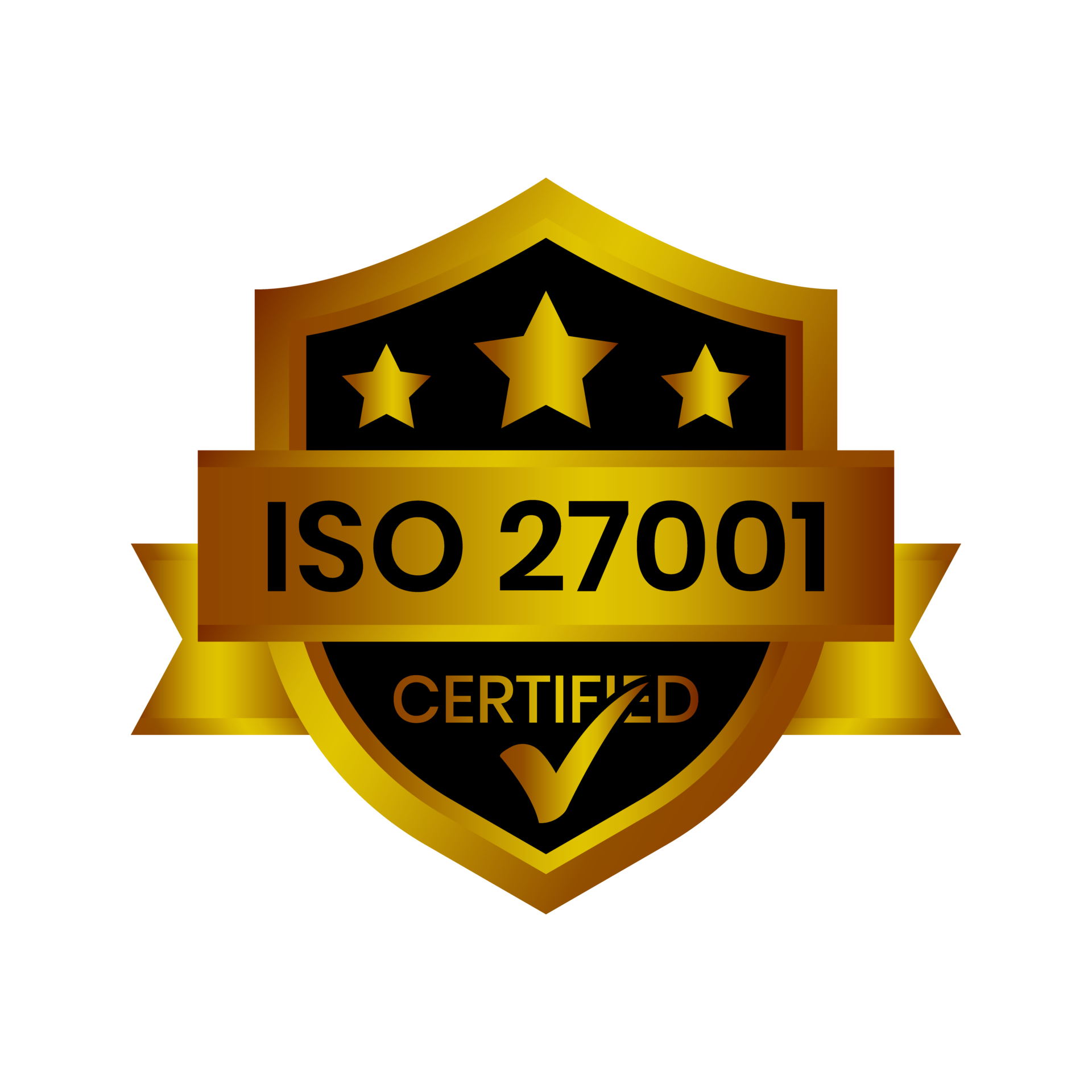 Golden ISO 27001 Certified Badge Or Information Security Management ... Golden ISO 27001 Certified Badge Or Information Security Management ...