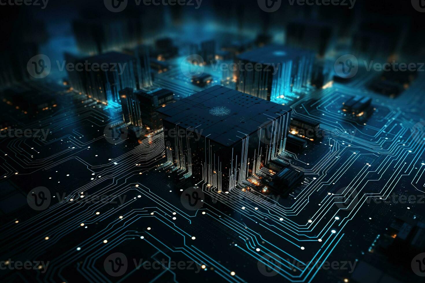 Circuit Board Background With Abstract Technology Chip Processor Central Computer Processors