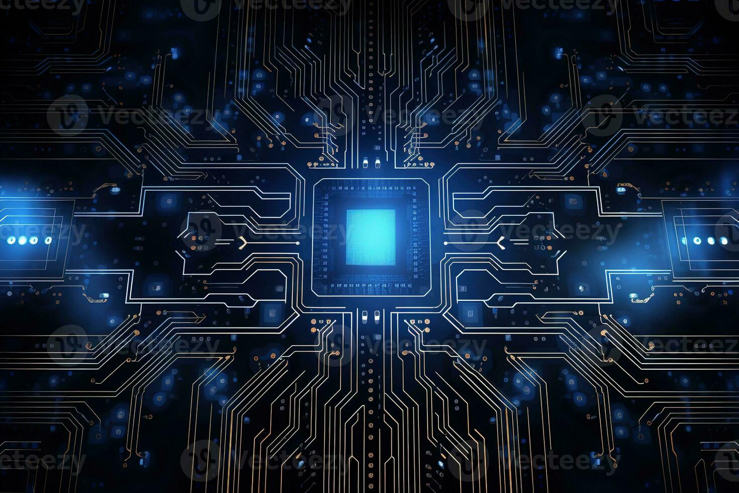 Circuit Board Background With Abstract Technology Chip Processor Central Computer Processors