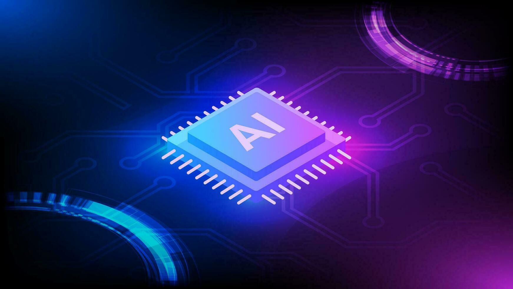 Isometric artificial intelligence, ai analysis with processor chip ...