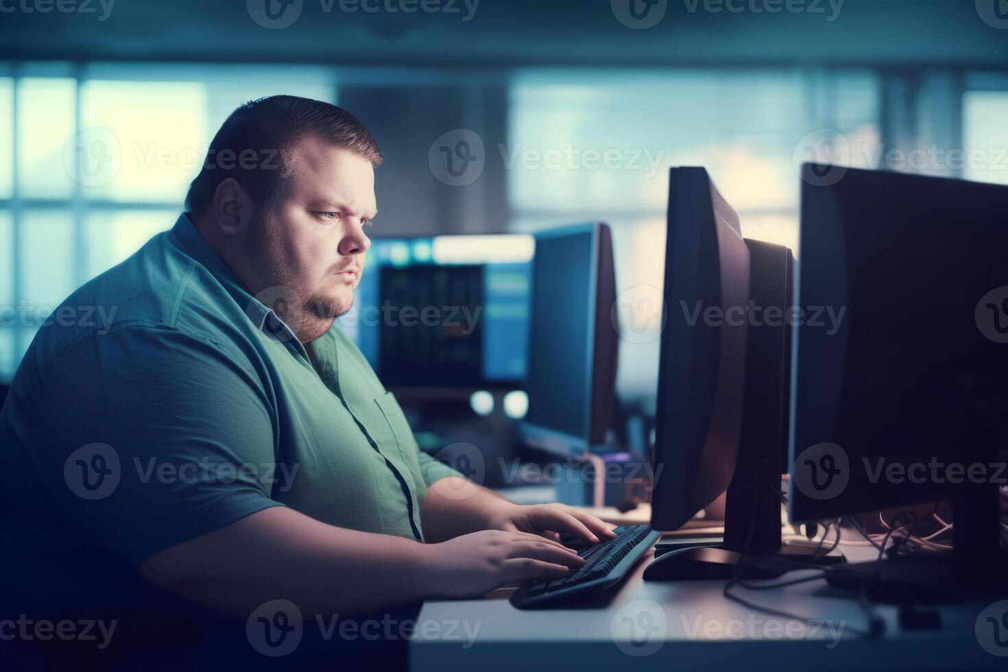 Fat man computer work. Generate Ai 28139232 Stock Photo at Vecteezy Fat man computer work. Generate Ai 28139232 Stock Photo at Vecteezy