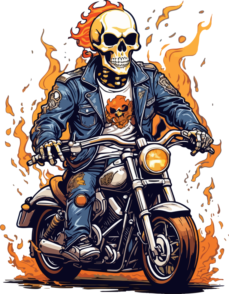 Flamme Squelette Motard Moto Dessin Animé Ai Génératif 28142601 Png