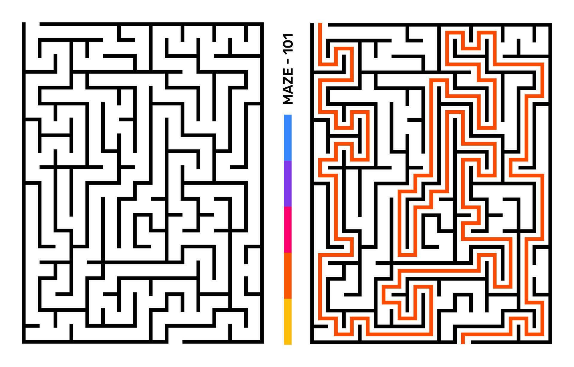 Abstract Maze Puzzle Labyrinth With Entry And Exit. Maze For Activity Book. Problem-Solving ...
