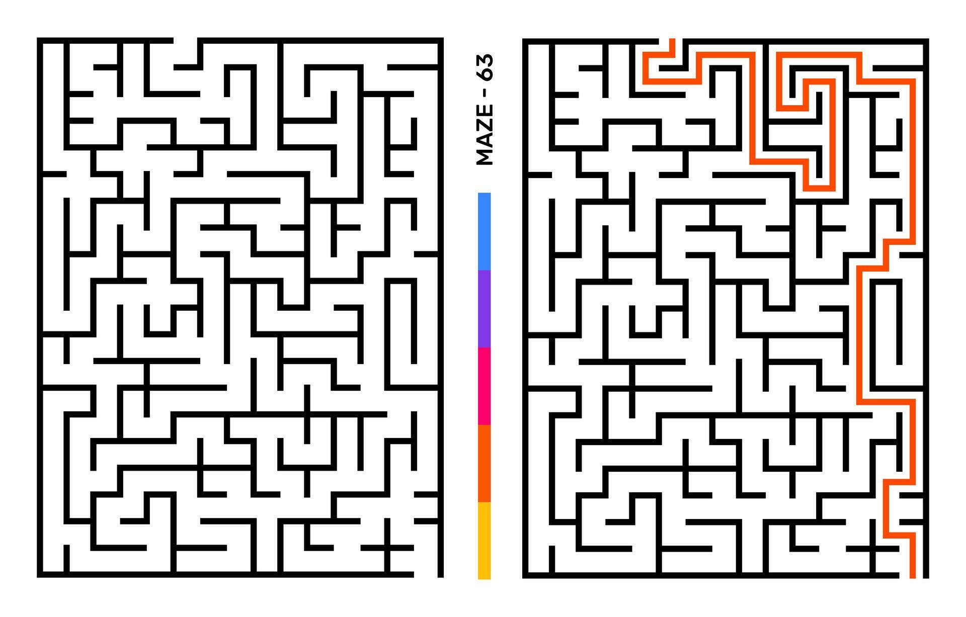 Abstract Maze Puzzle Labyrinth With Entry And Exit. Maze For Activity Book. Problem-Solving ...