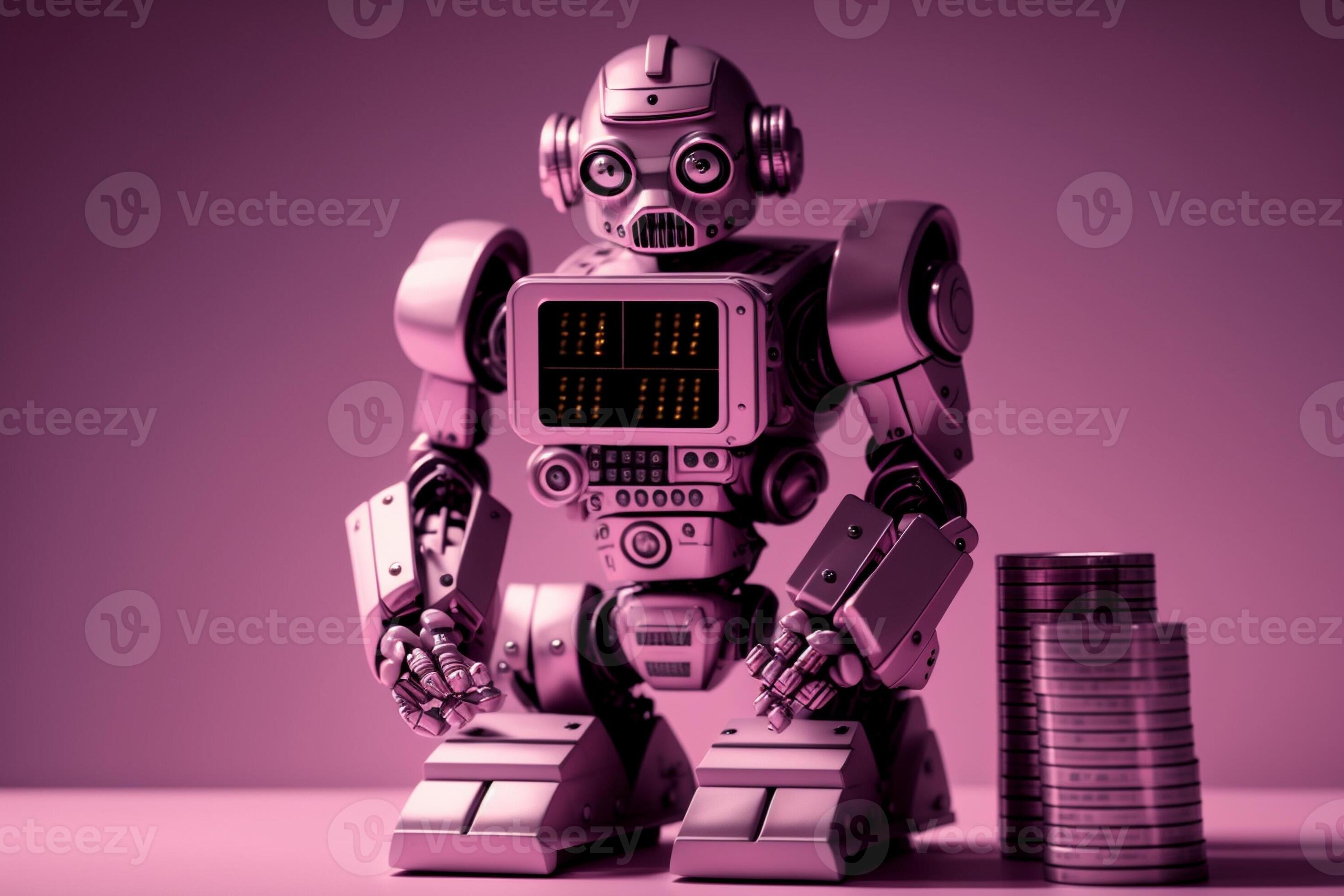 Future business 3d technology robot and stock chart traders, stock ...