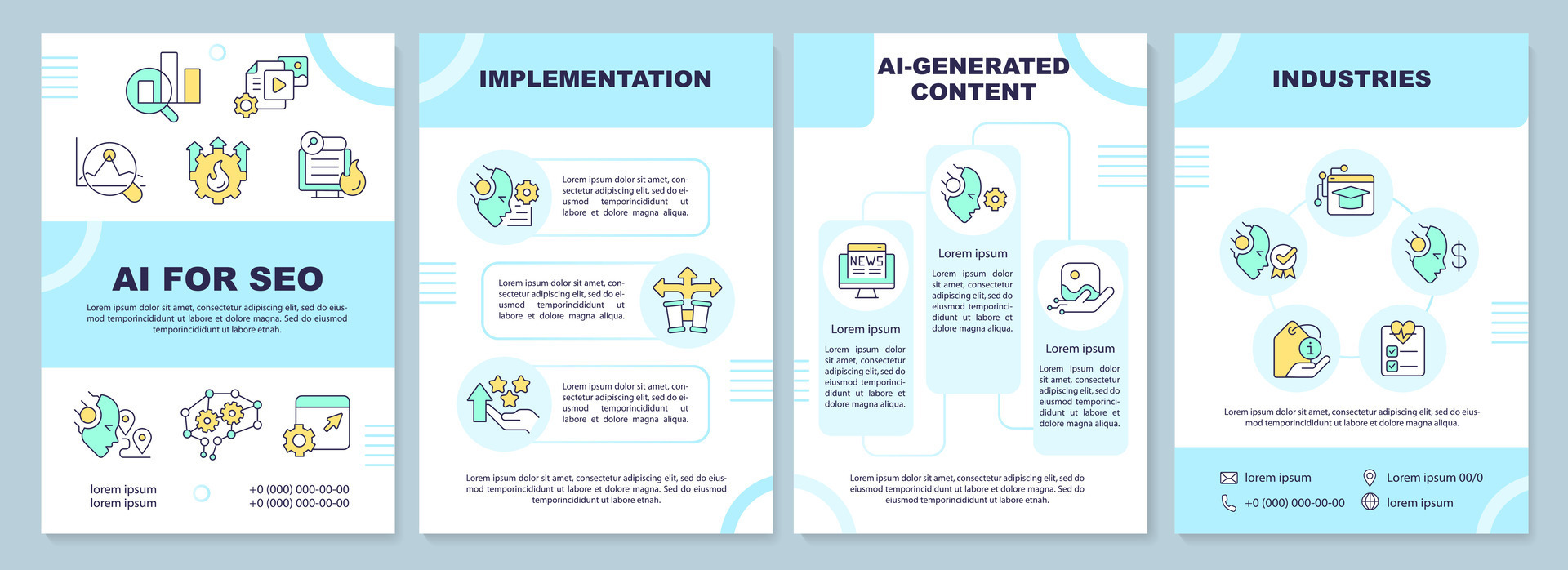 2d Ai For Seo Blue Brochure Template Leaflet Design With Thin Line