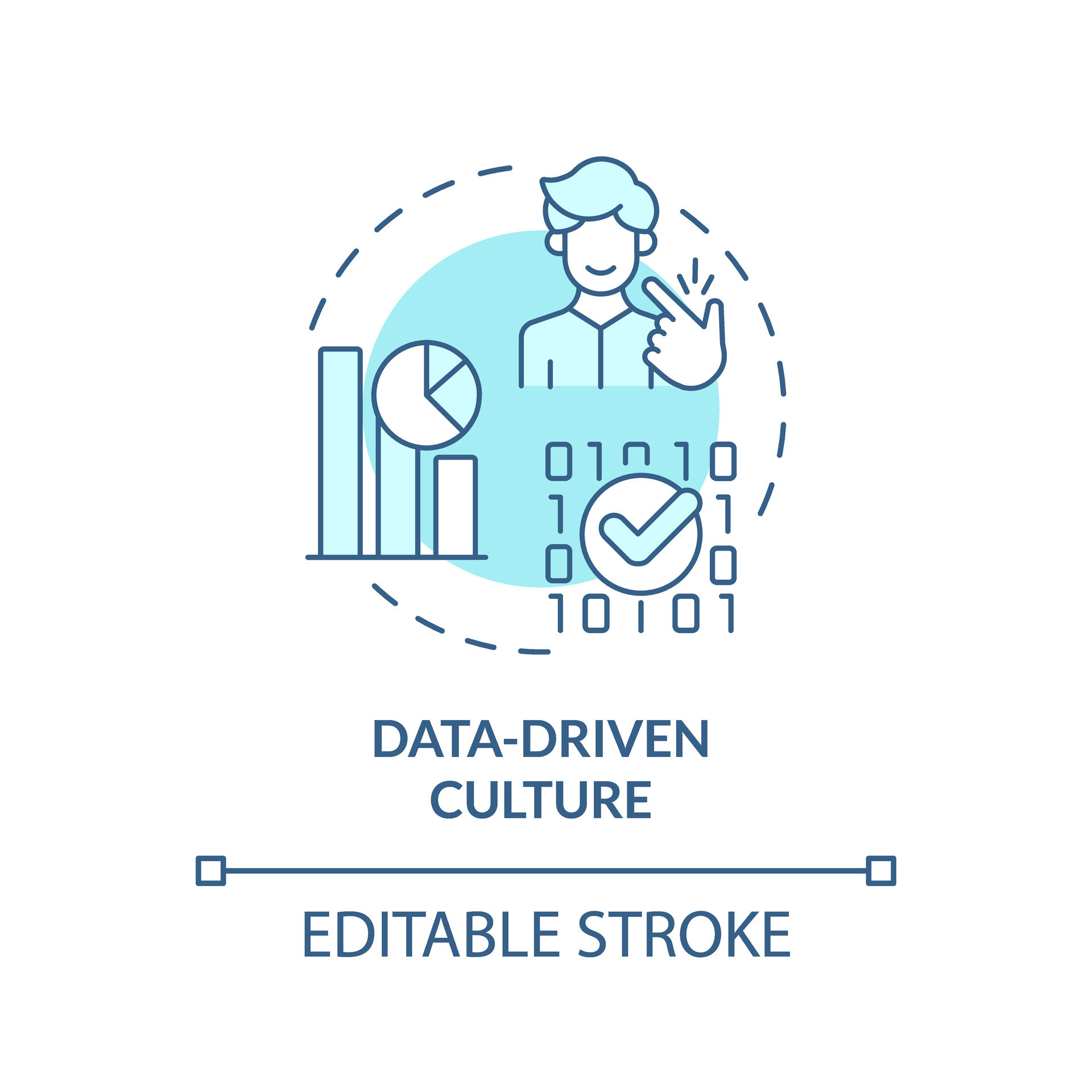 Editable data-driven culture concept blue thin line icon, isolated ...