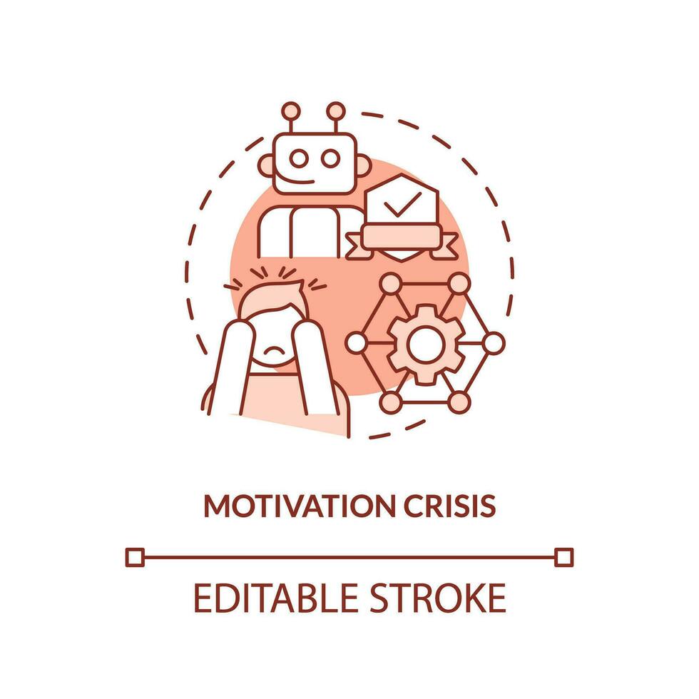 2d Thin Line Blue Icon Representing Motivation Crisis Isolated Customizable Vector Illustration