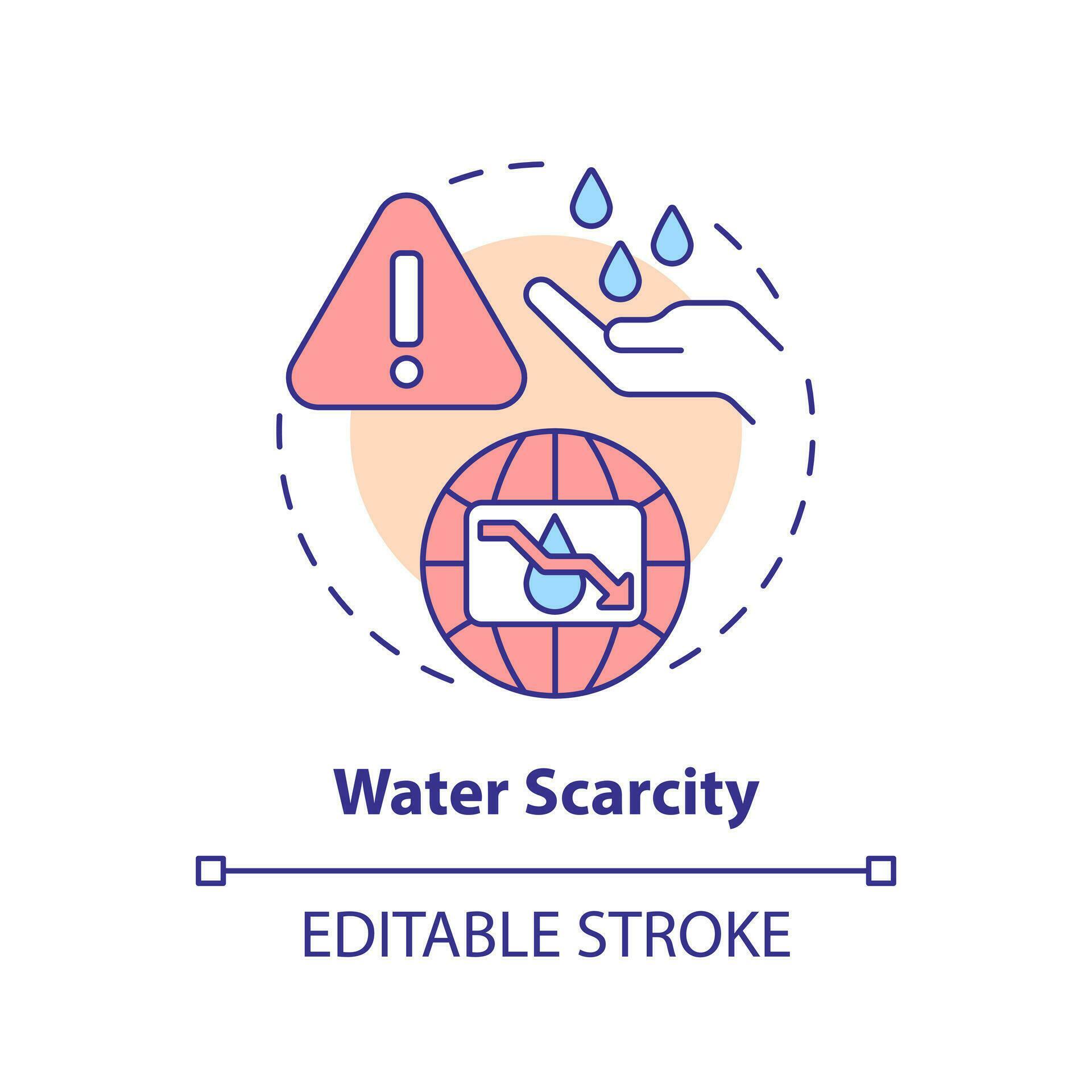 Water scarcity concept icon. Lack of fresh aqua resources. Hydro source ...
