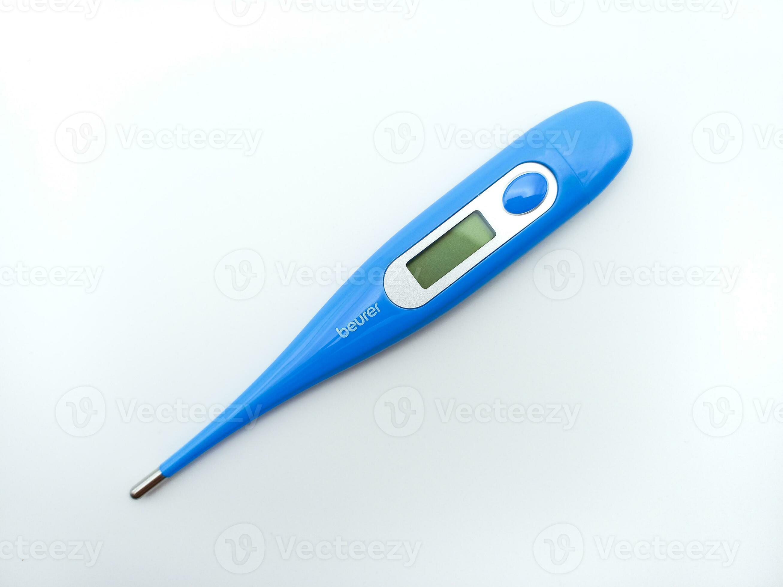 Blue Digital Thermometer Isolated On White Background. Tilted View From Above 28150289 Stock ...