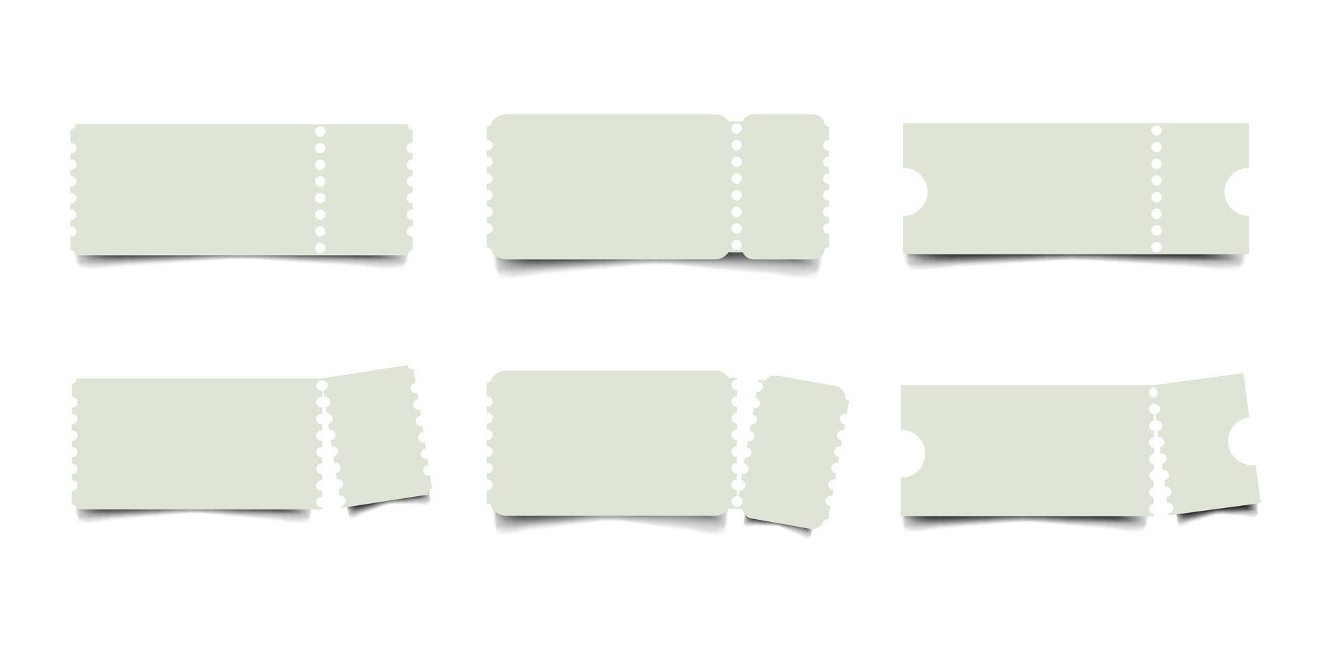 Set of realistic blank ticket paper templates. Ticket mockup and torn ...