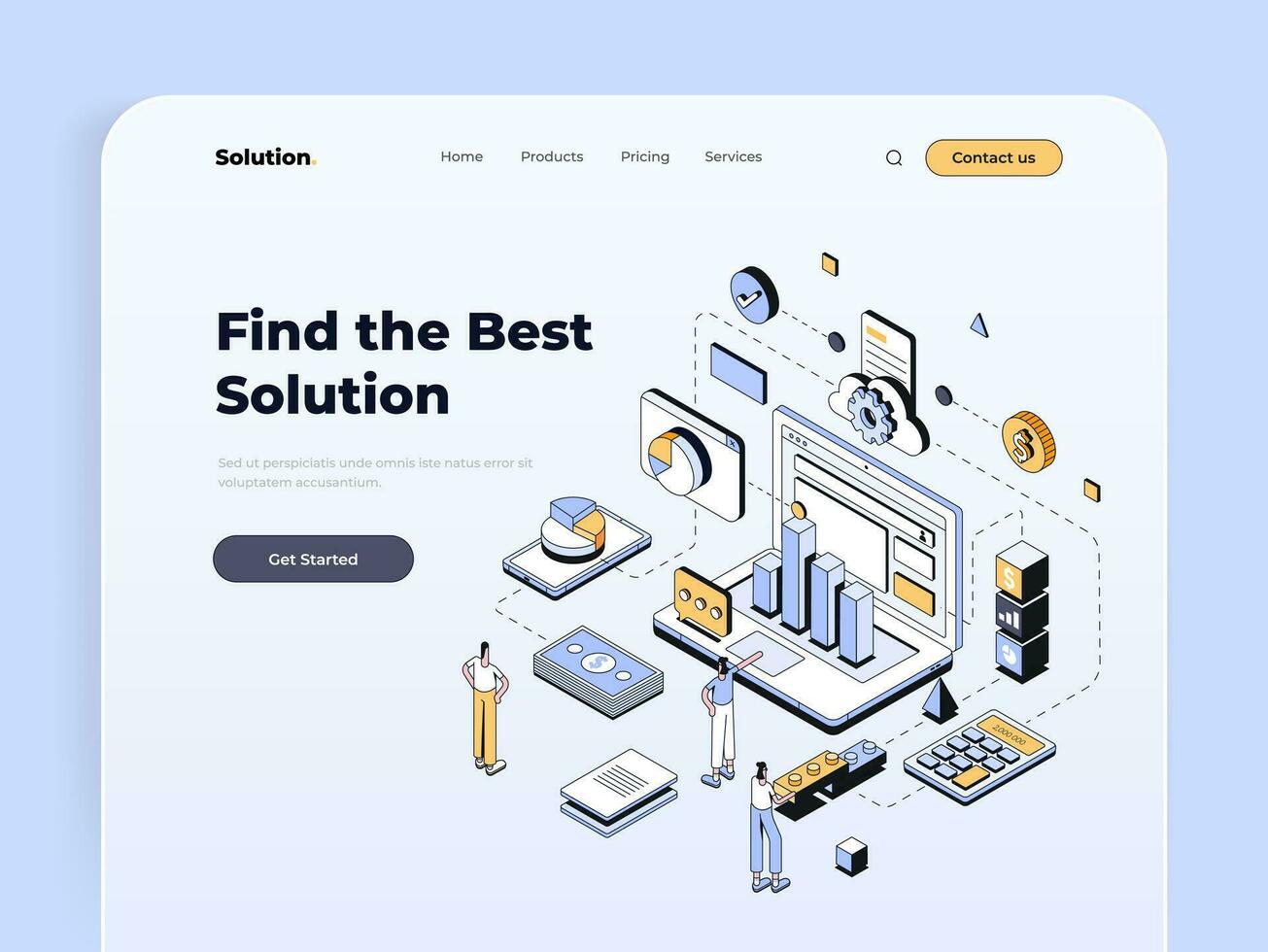 Landing Page Template Data Analysis 28150951 Vector Art At Vecteezy