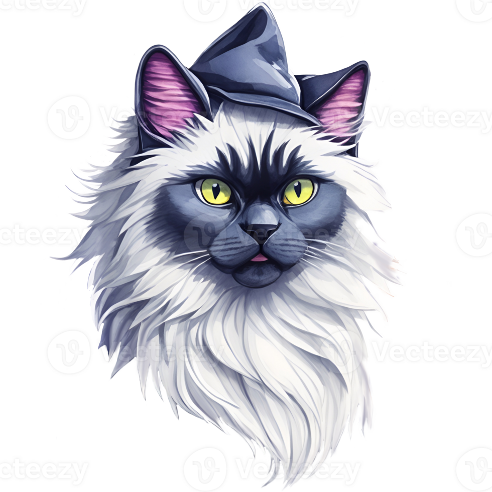 Birman Cat In Witch Hat And A Pumpkin Ai Generative 28153182 Png