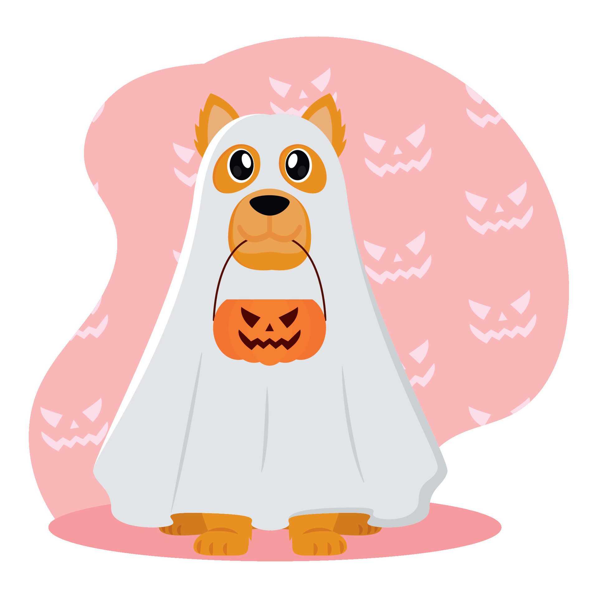 Isolated cute dog with a ghost costume Vector 28153952 Vector Art at ...