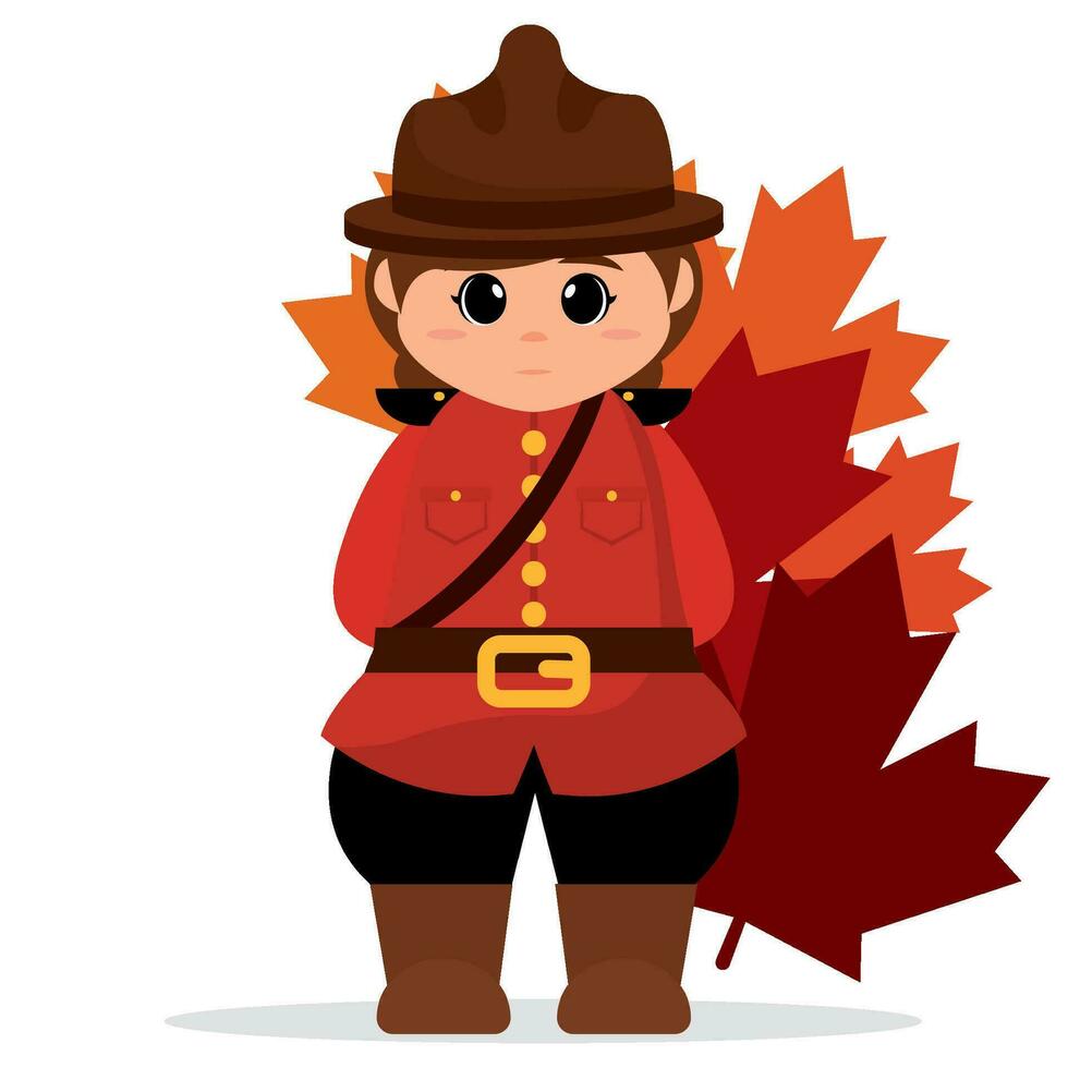Cute Female Forest Ranger Cartoon With Leaves Vector 28154091 Vector Art At Vecteezy