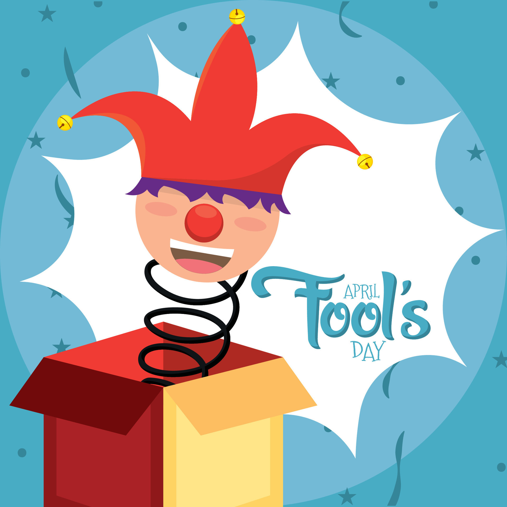 Joke box with harlequin April fools day Vector 28154897 Vector Art at ...