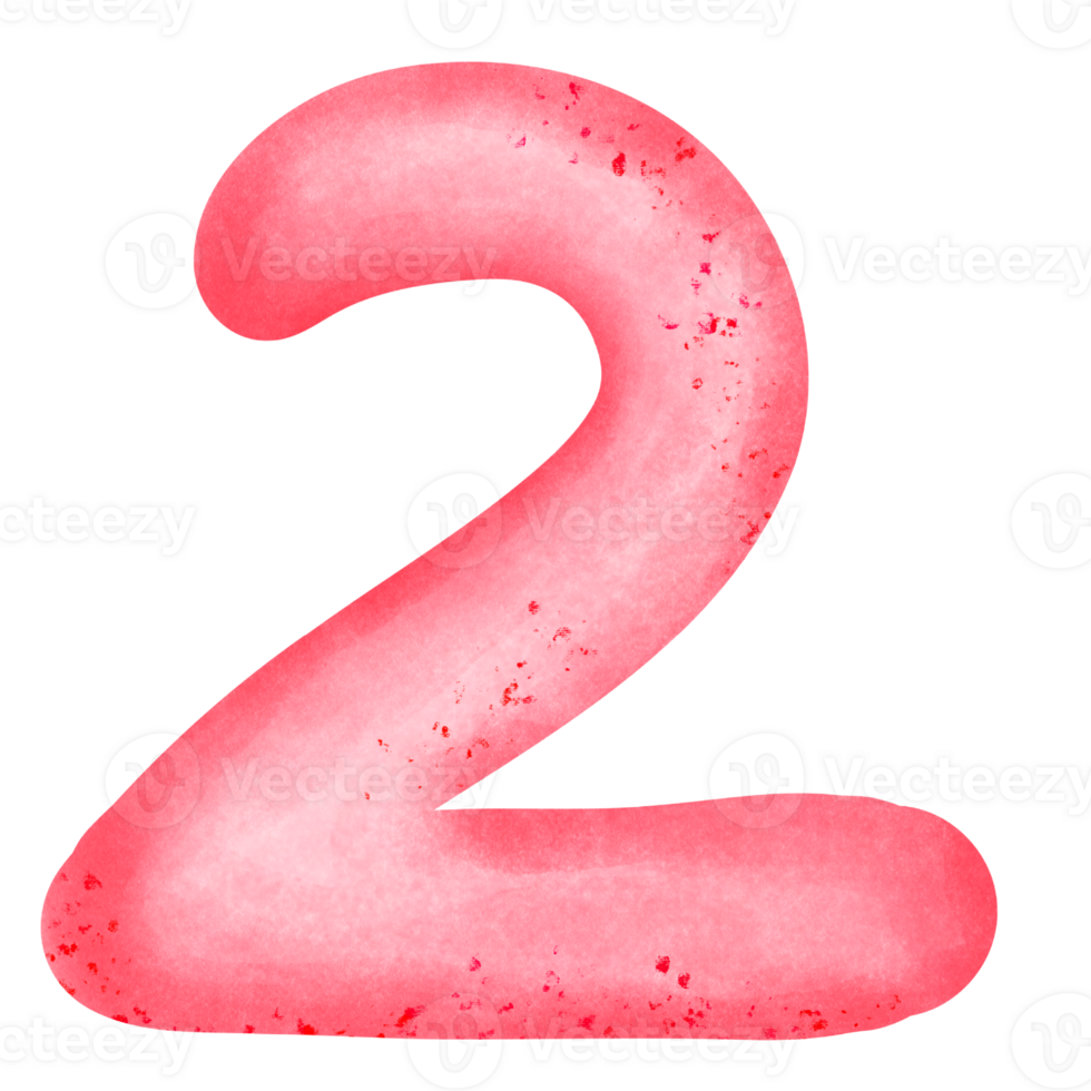 Watercolor Style Pink Number 2 Art 28155187 PNG
