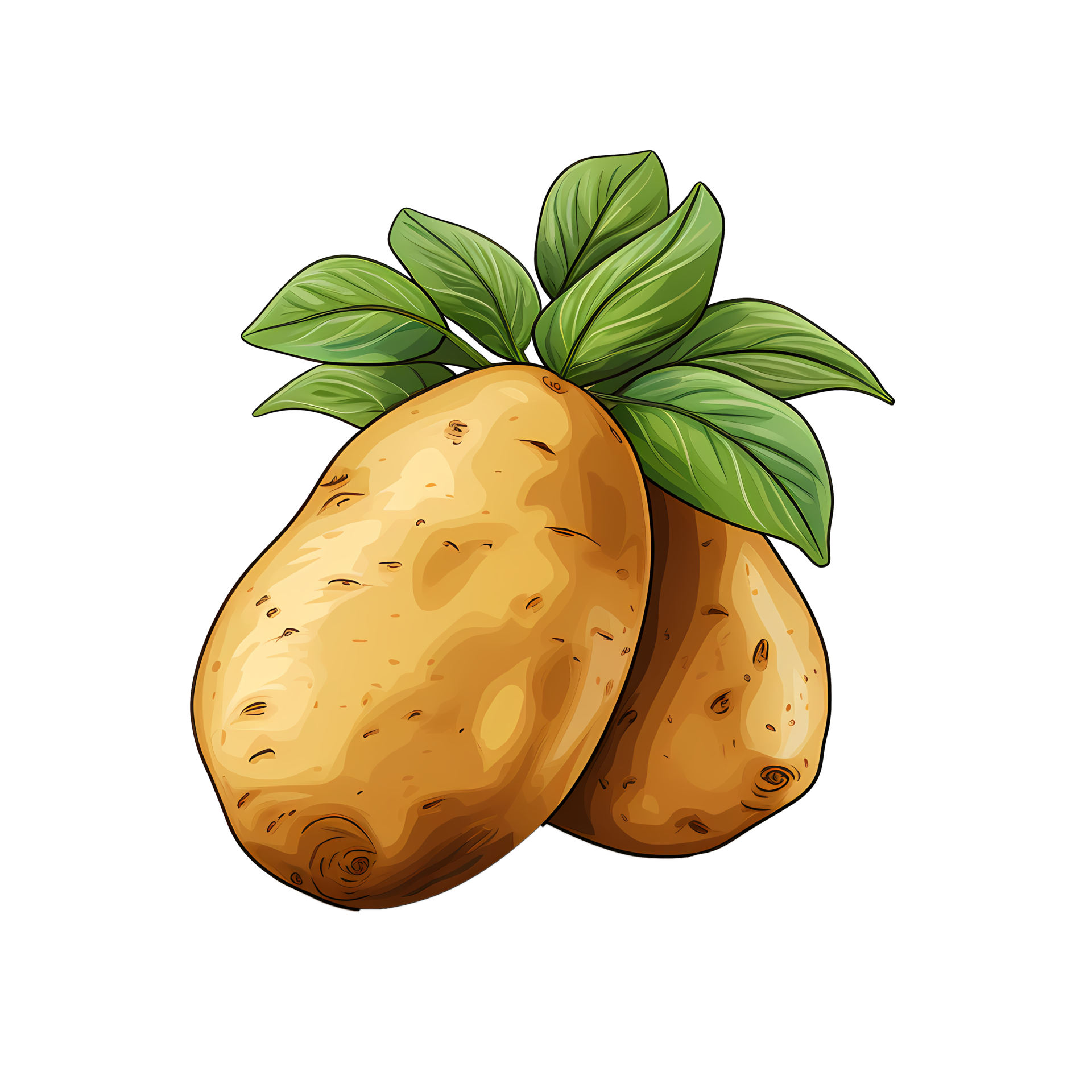 Organic Raw Potato Cartoon Art, Wholesome Illustration, ai generated 28167445 PNG