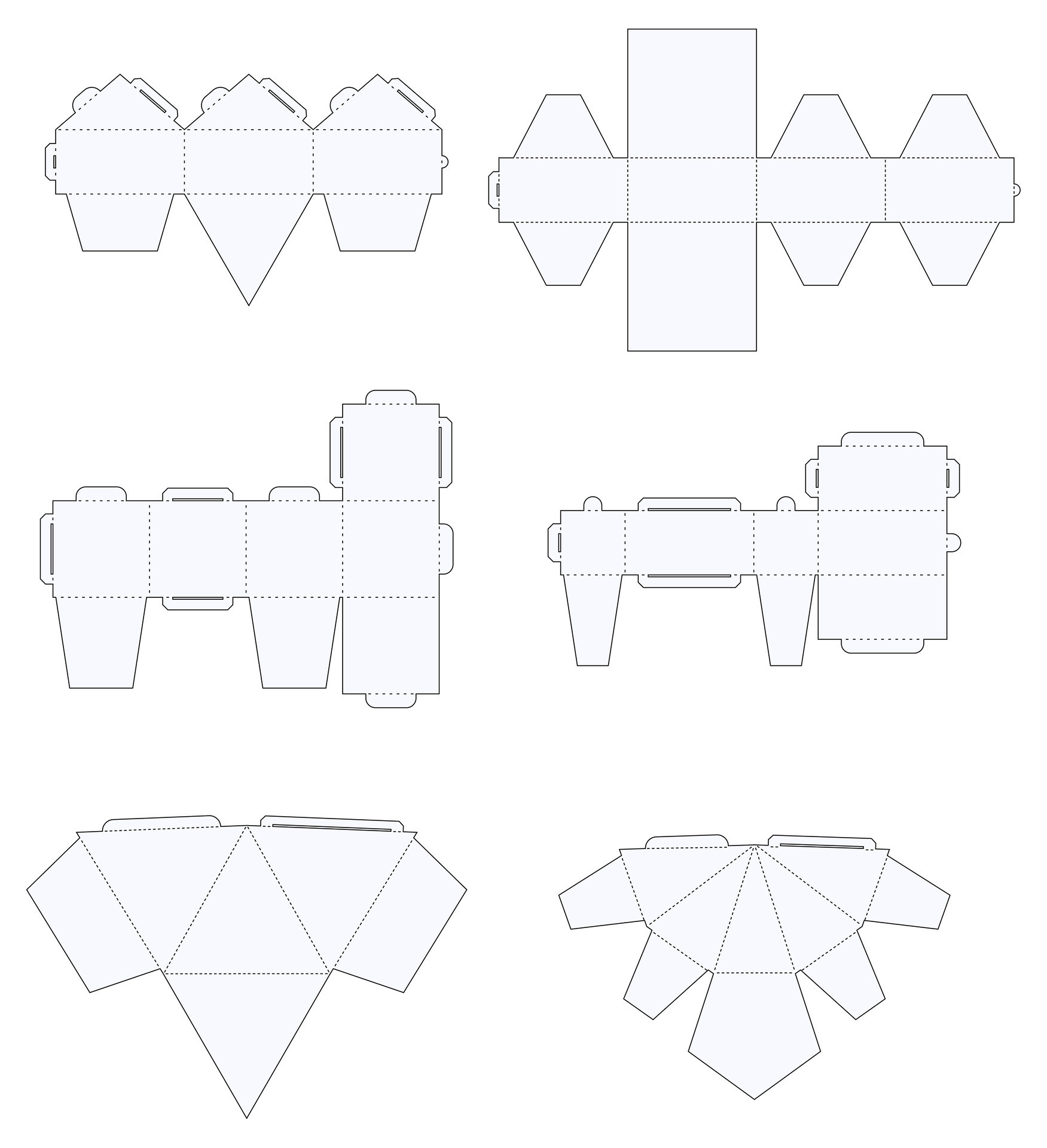Editable Collection Foldable Box Die Cut Cube Template Blueprint Layout With Cutting And Scoring