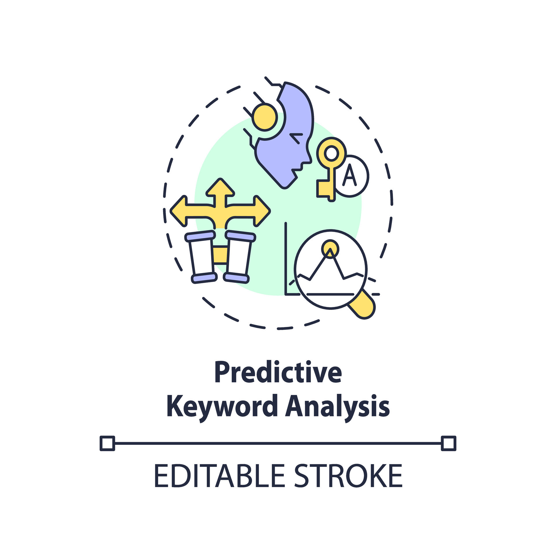 Editable Predictive Keyword Analysis Icon Concept Isolated Vector Ai