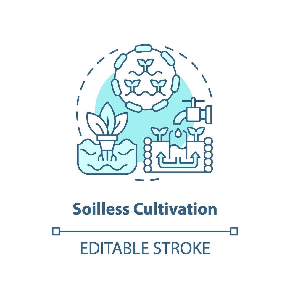 2D editable soilless cultivation icon representing vertical farming and hydroponics concept ...