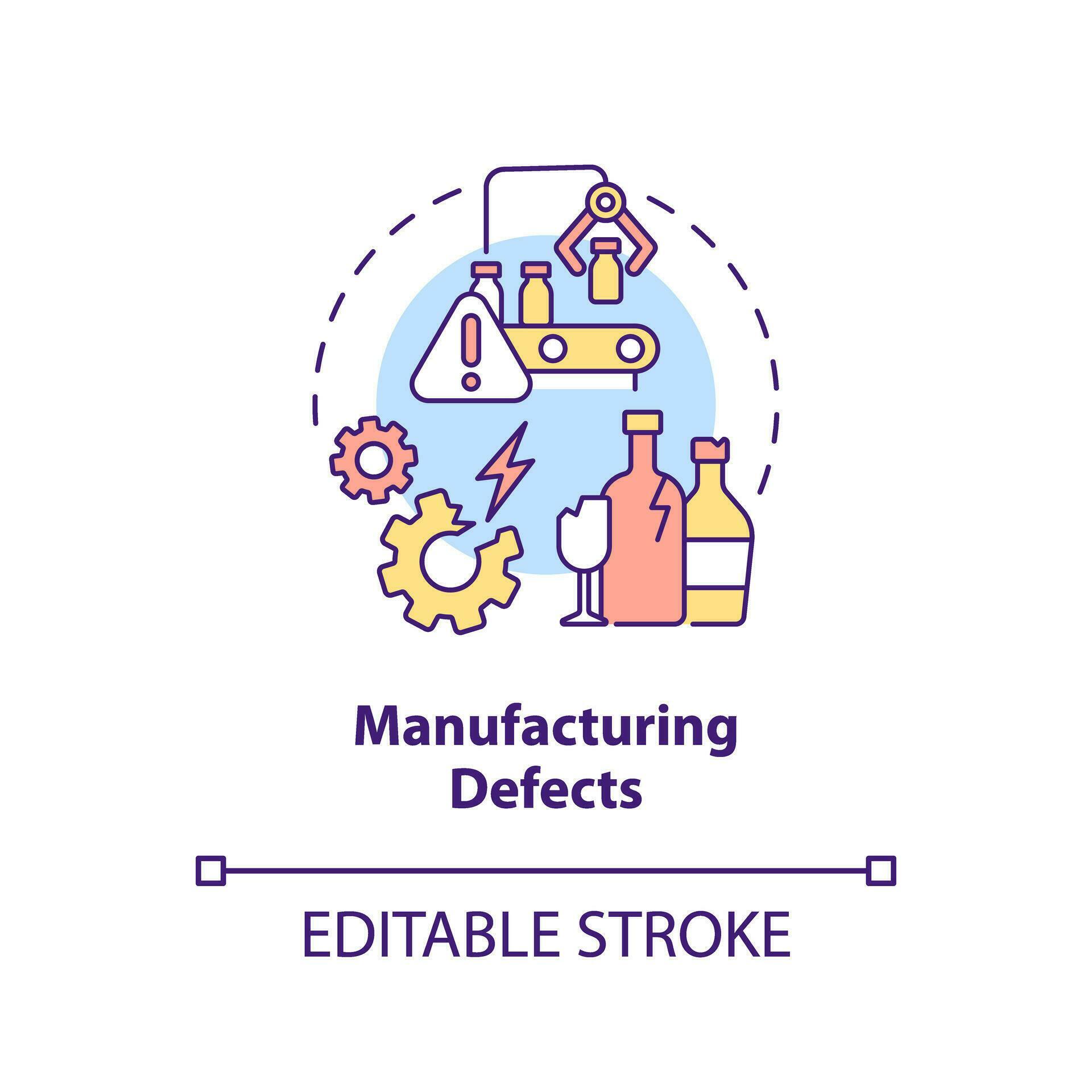 2D editable manufacturing defects thin line icon concept, isolated ...