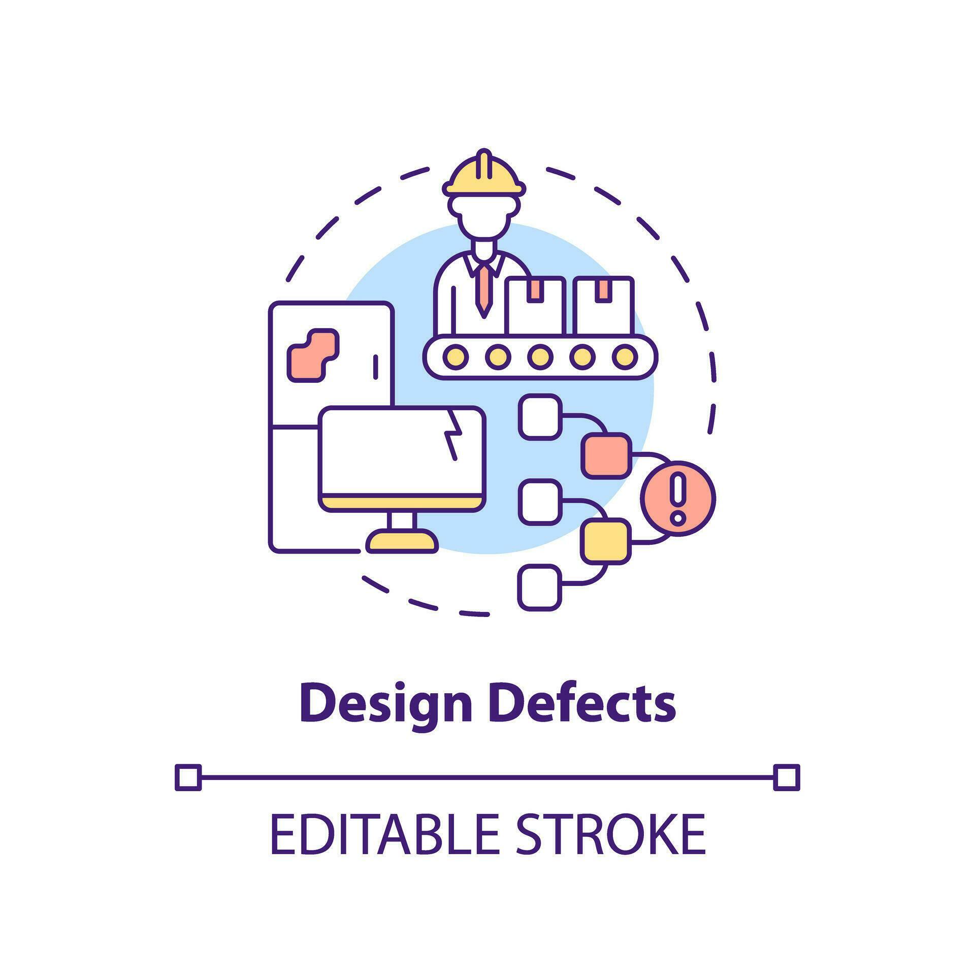 2D editable design defects thin line icon concept, isolated vector ...
