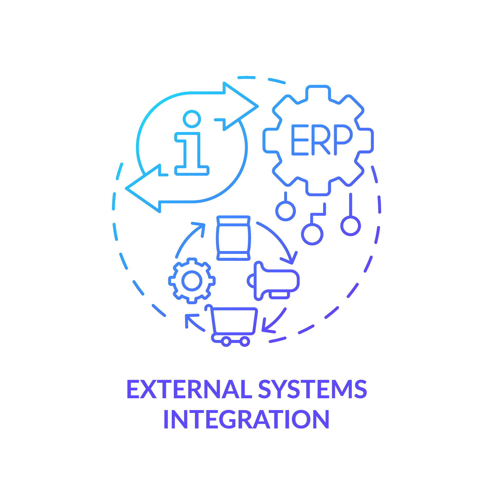 Gradient external systems integration icon concept, isolated vector ...