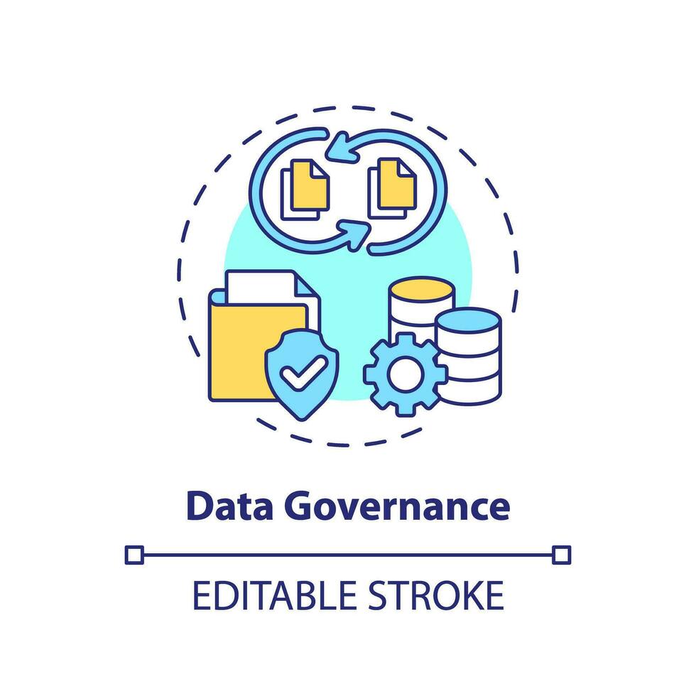 Editable Data Governance Concept Thin Line Icon Isolated Vector