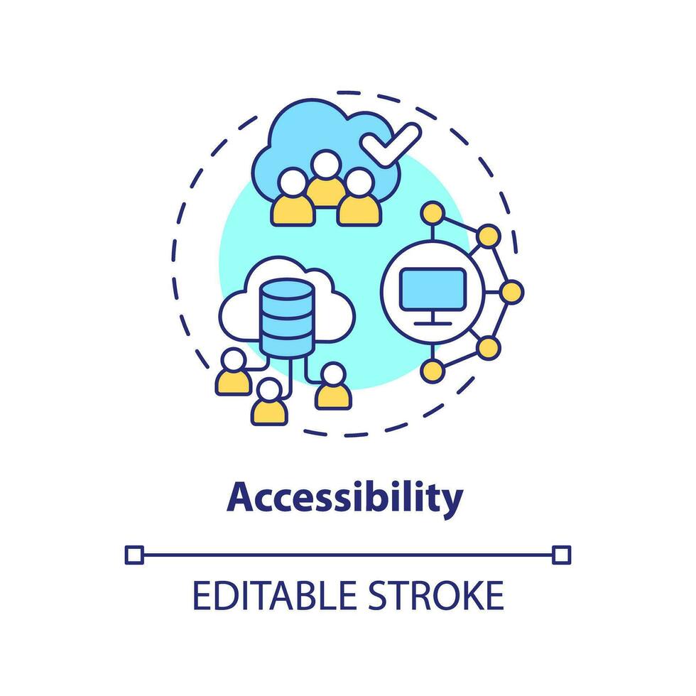 Editable Accessibility Concept Thin Line Icon Isolated Vector Representing Data Democratization