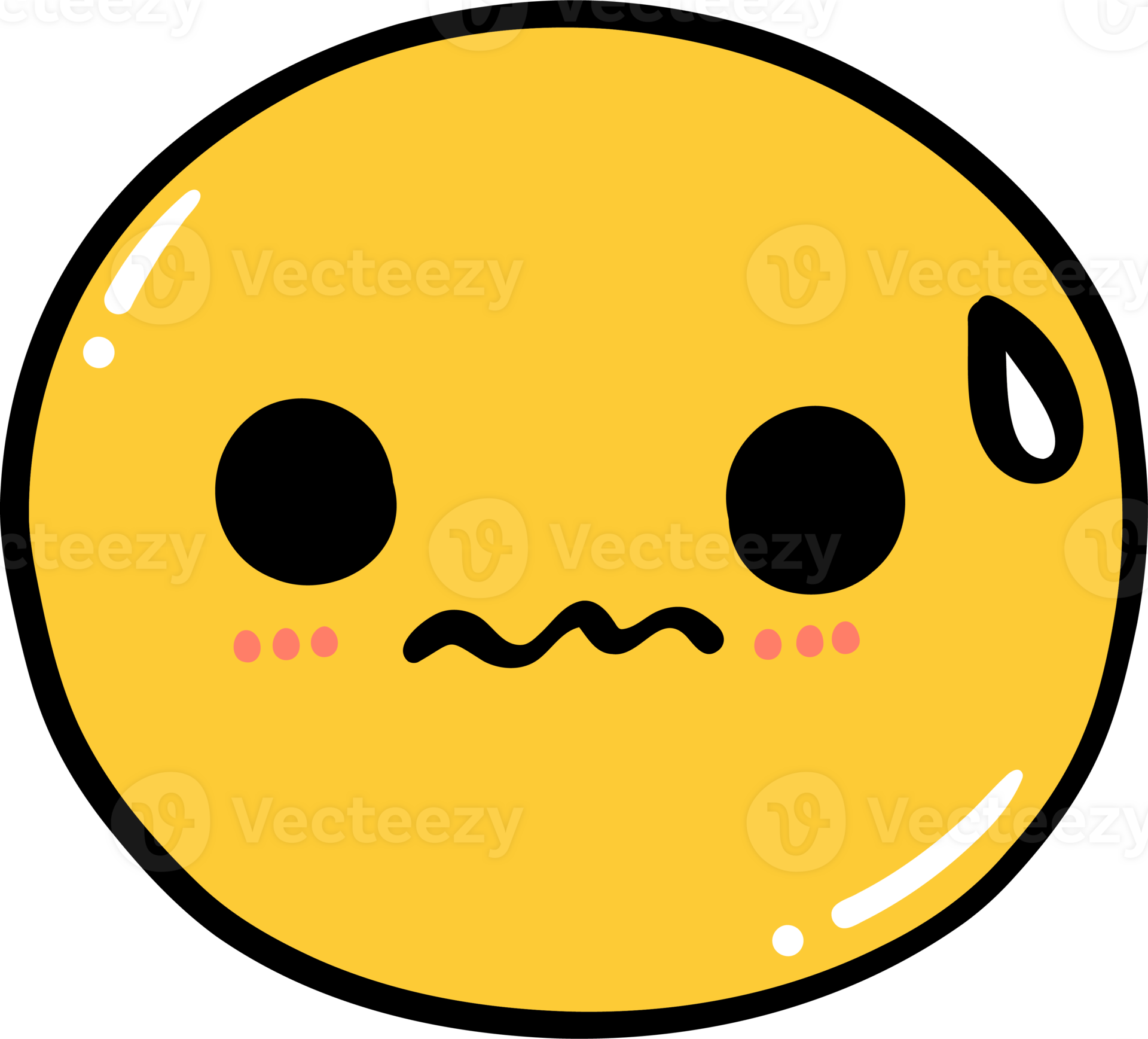 Cute nervous emoji, kawaii emoticon doodle outline 28177827 PNG